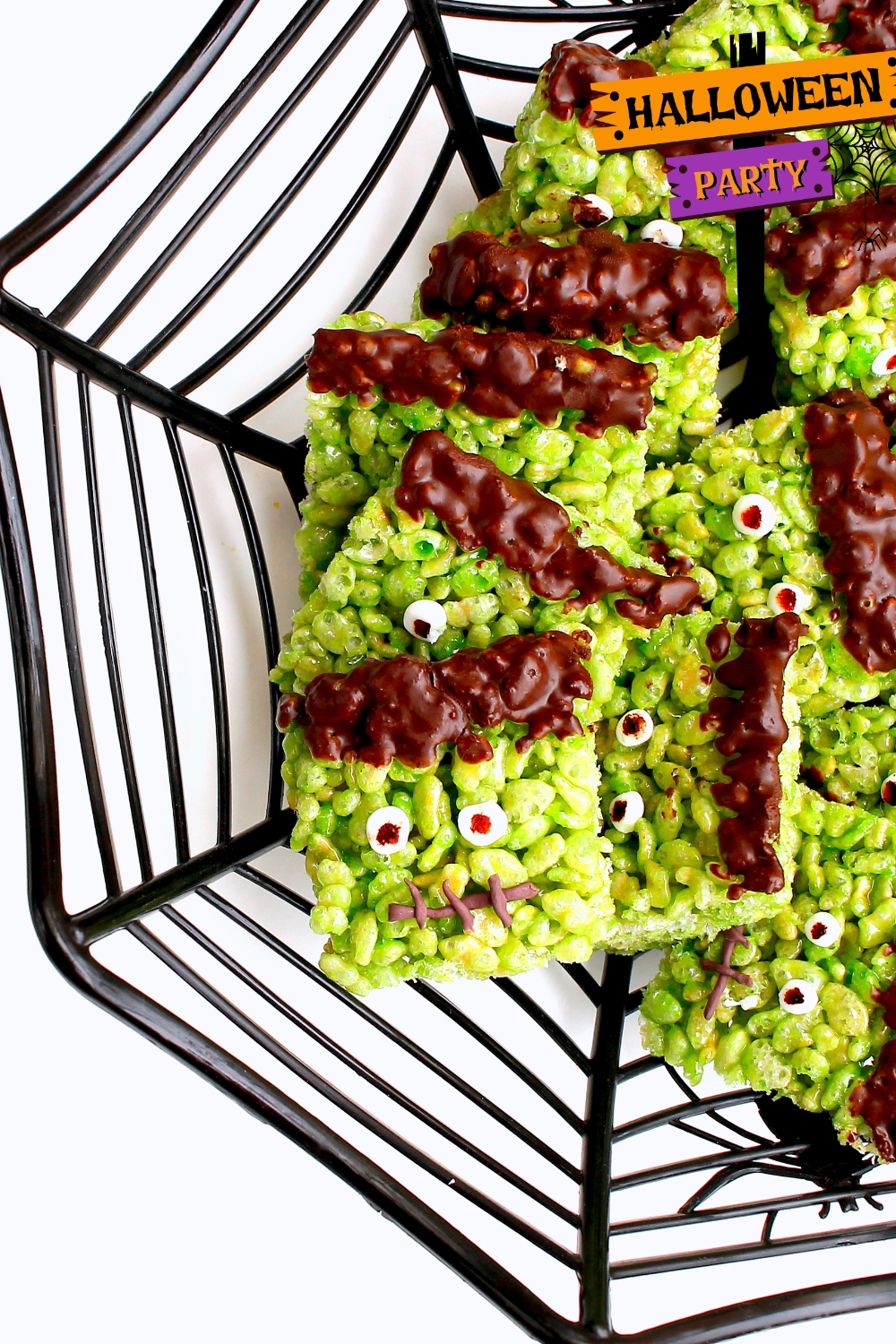 Halloween Frankenstein Rice Krispie Treats - Fruity Desserts