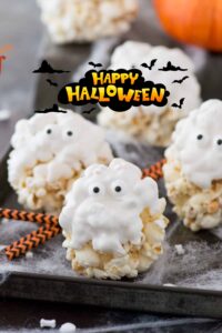 Halloween Ghost Popcorn Balls - Fruity Desserts