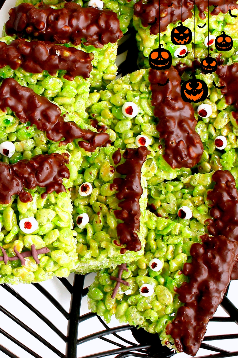 Halloween Frankenstein Rice Krispie Treats - Fruity Desserts