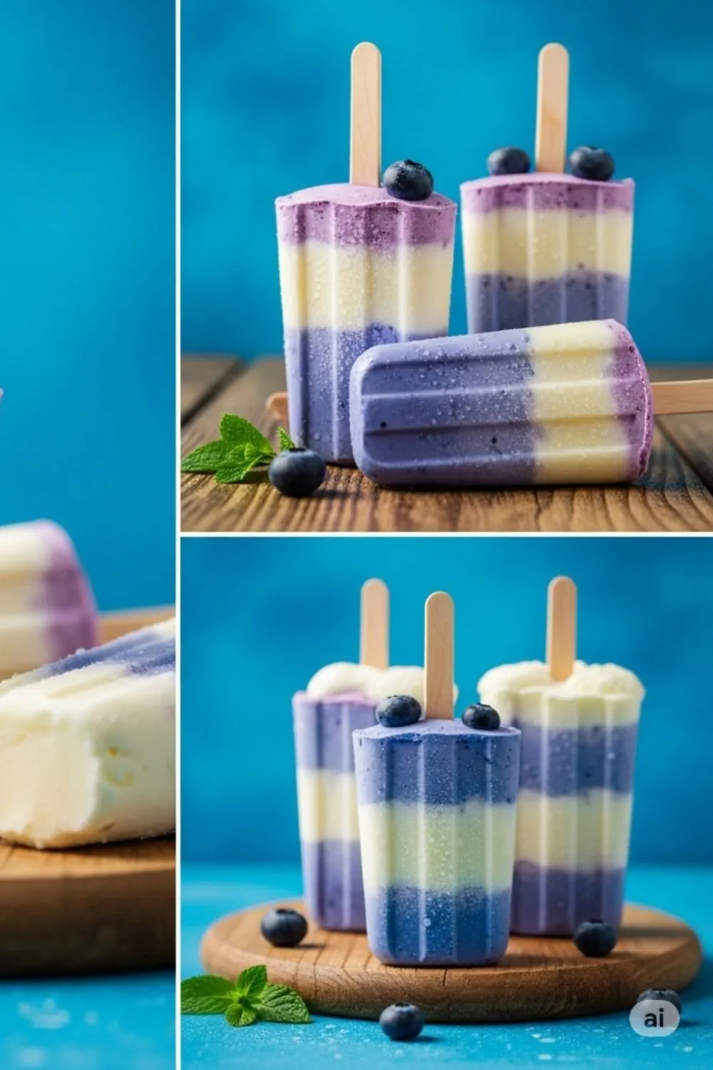 Creamy Layered Blueberry Ice Pops - Fruity Desserts