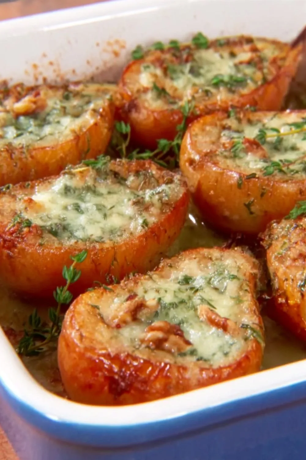 Roasted Pears with Blue Cheese and Walnuts Recipe - Fruity Desserts